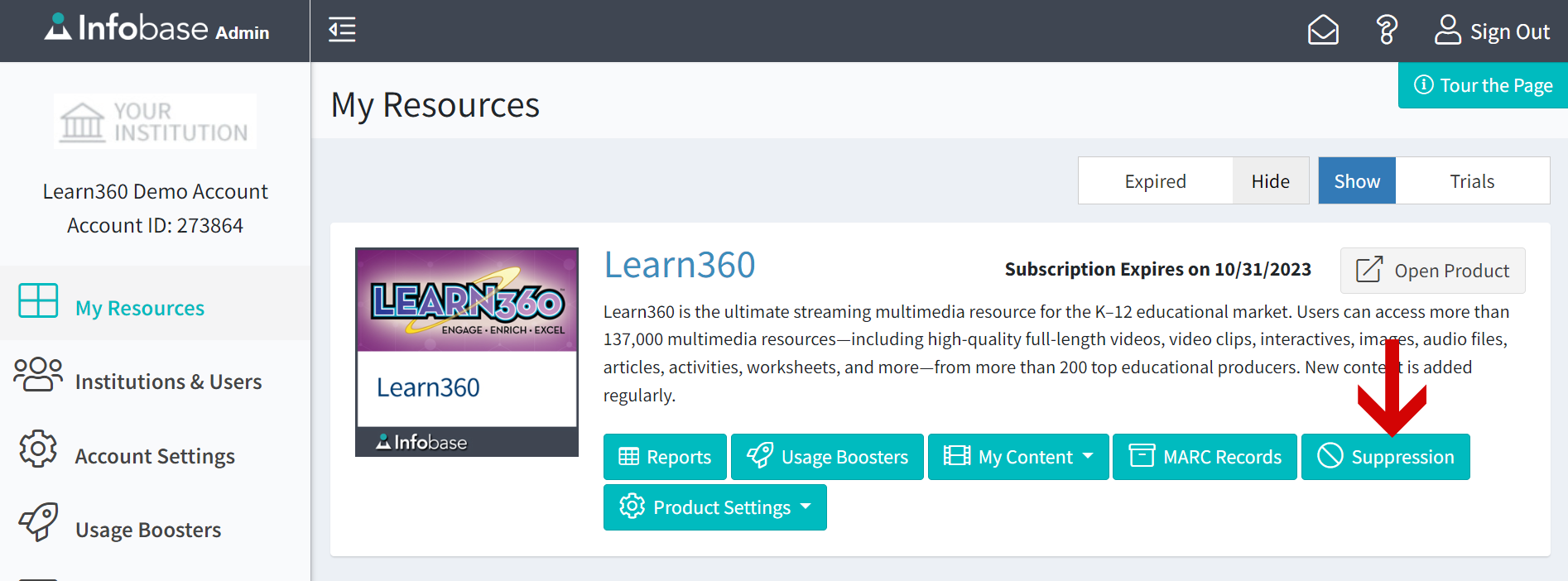 Suppressing Content – Learn360 Support